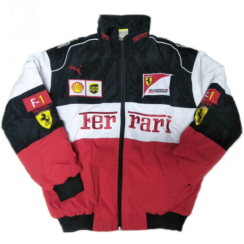 New FERRARI Red Black Embroidery EXCLUSIVE JACKET suit F1 Team Racing ...