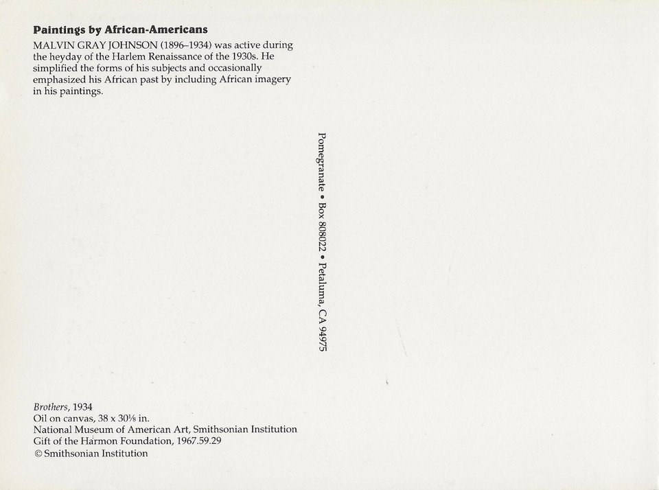 Postcard Malvin Gray Johnson "Brothers" 1934 MINT African-American ...