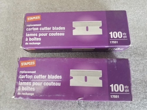 2 Pack Of 100 Staples Replacement Carton Cutter Blades Gray Refills ...