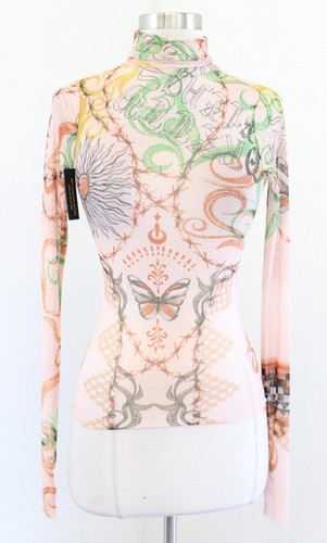 NWT Afrm Revolve Sheer Mesh Zadie Tattoo Print Top Blouse Size XXS 2XS ...