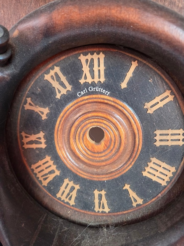 Carl Grütter Black Forest Hand-Carved Wooden Cuckoo Clock Case w ...