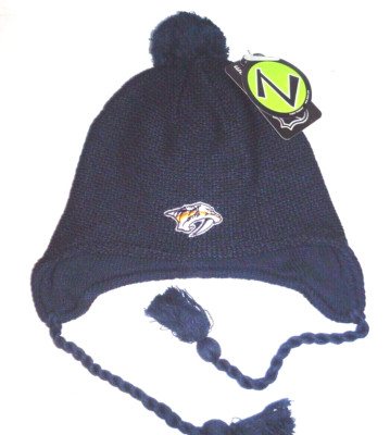 NASHVILLE PREDATORS NHL VINTAGE BEANIE KNIT WINTER HAT W/TASSELS AND ...