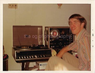 FOUND PHOTOGRAPH Color OLD TECH GUY Original Snapshot 1970's VINTAGE 27 ...