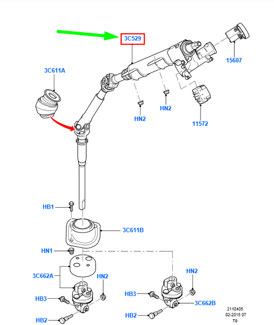 Lenksäule Ford TRANSIT FD Bus 6c113c529de 1510876 2.2 74 KW 100 PS 05/ ...
