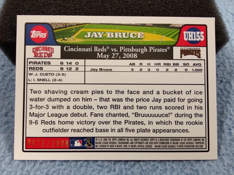 2008 TOPPS UPDATE GOLD JAY BRUCE #UH155 #'D 0675/2008 CINCINNATI REDS ...
