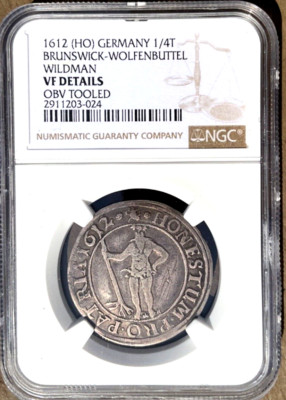 1612 HO German States Brunswick Wolfenbuttel 1/4 Taler NGC VF Germany ...