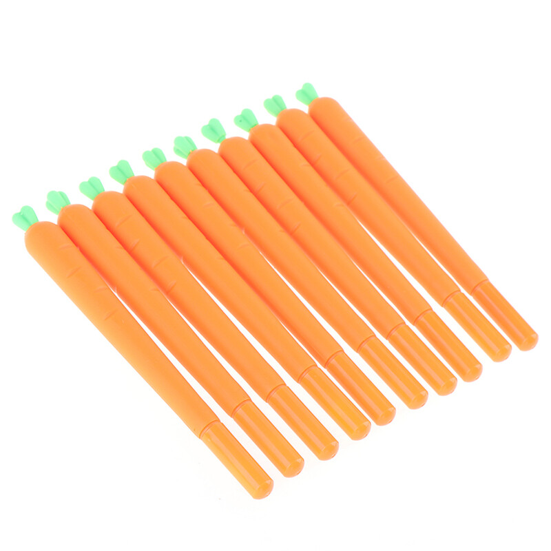 10pcs 0.5mm Gel Pen Black Ink Roller Marker Pen( Cute Carrot Styli-i ...