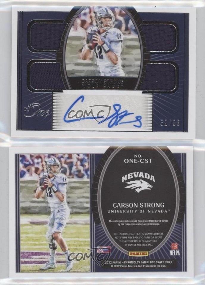 2022 Panini One 52/99 Carson Strong #ONE-CST RPA Rookie Quad Patch Auto ...