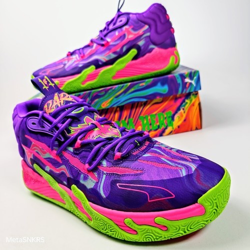 Puma MB.03 Toxic Mens US 14 Purple Green Pink Basketball Melo Nitro ...