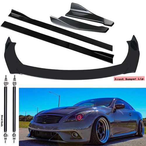 For Infiniti G37 Front Rear Bumper Lip Spoiler Body Kit Glossy Black ...