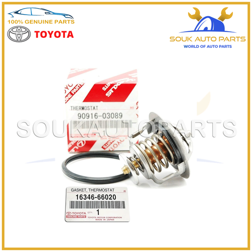 90916-03089 & 16346-66020 Genuine Toyota THERMOSTAT WITH GASKET For ...