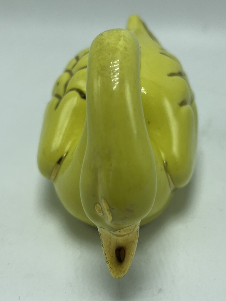 Vintage Yellow Swan Figurine With Golden Accents | eBay