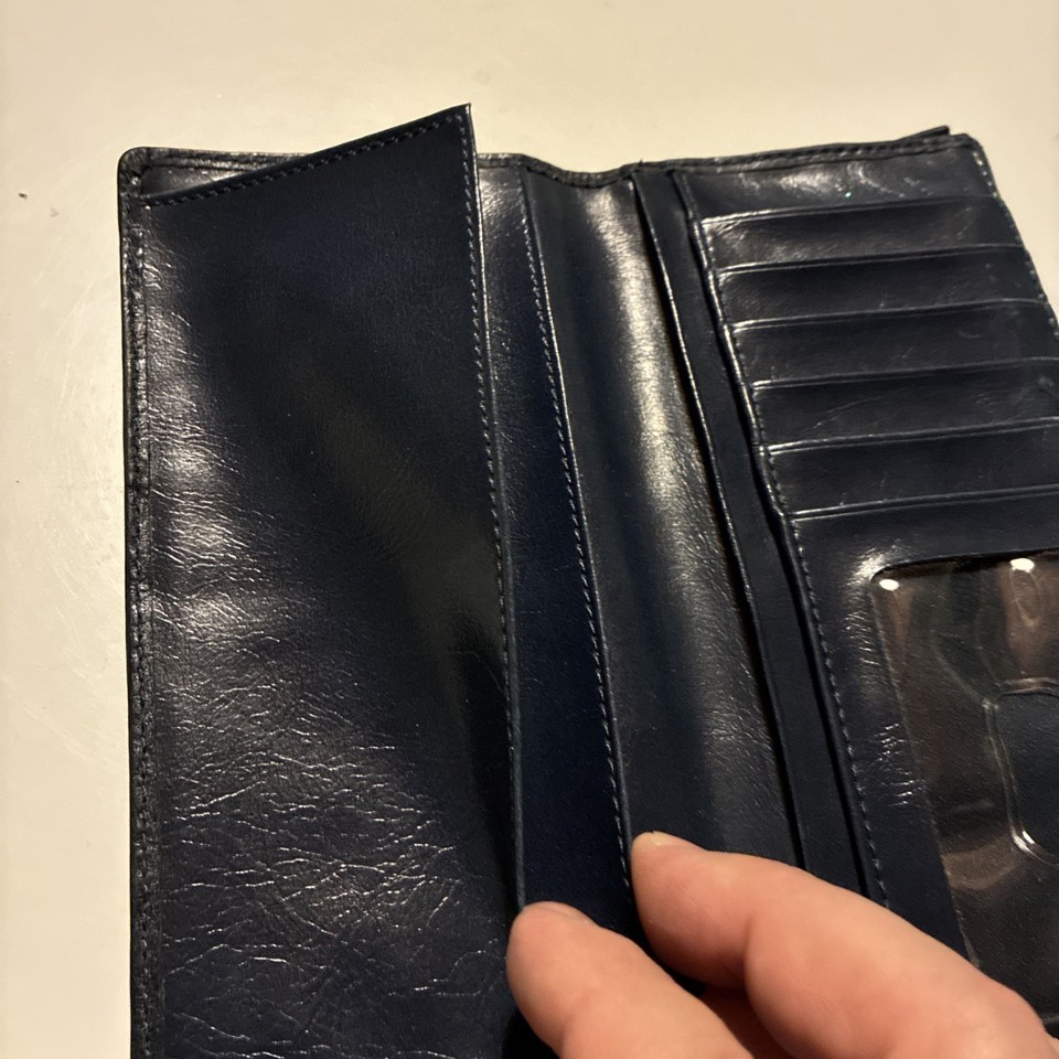 Wilsons Womens Tri-Fold Black Leather Wallet Checkbook Coin Cash Cards ...