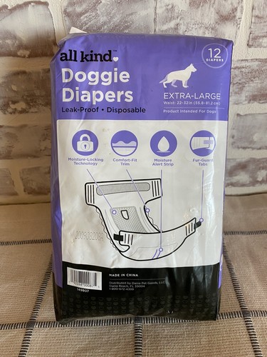 All Kind Female XL Dog Diaper Leak proof Diapers 12 Wraps NIP Waist 22 ...