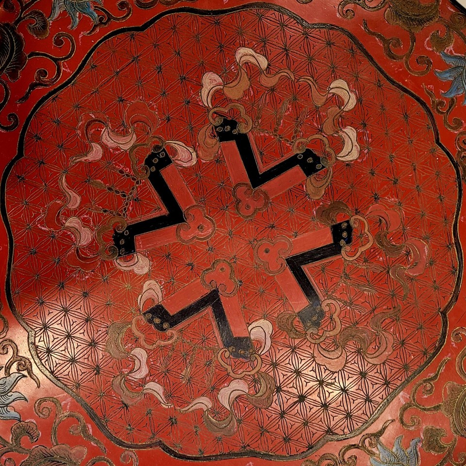 Antique Large Chinese Red Lacquer Octagonal Box | eBay