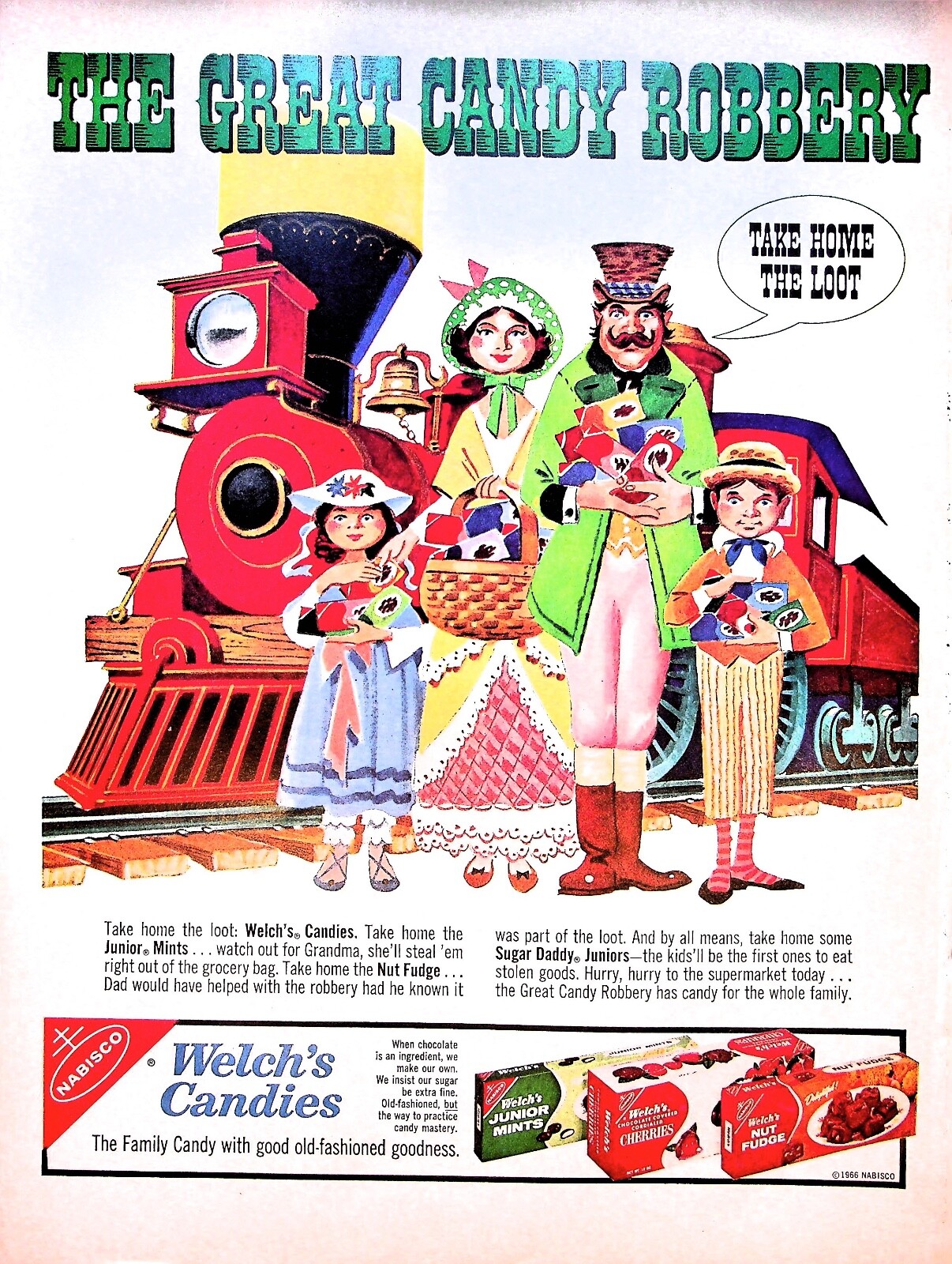 Original 1966 Welch's Ad: The Great Candy Robbery, take home the loot ...