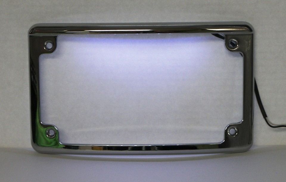 Curved LED Motorcycle License Plate Frame in Chrome Finish from Custom ...