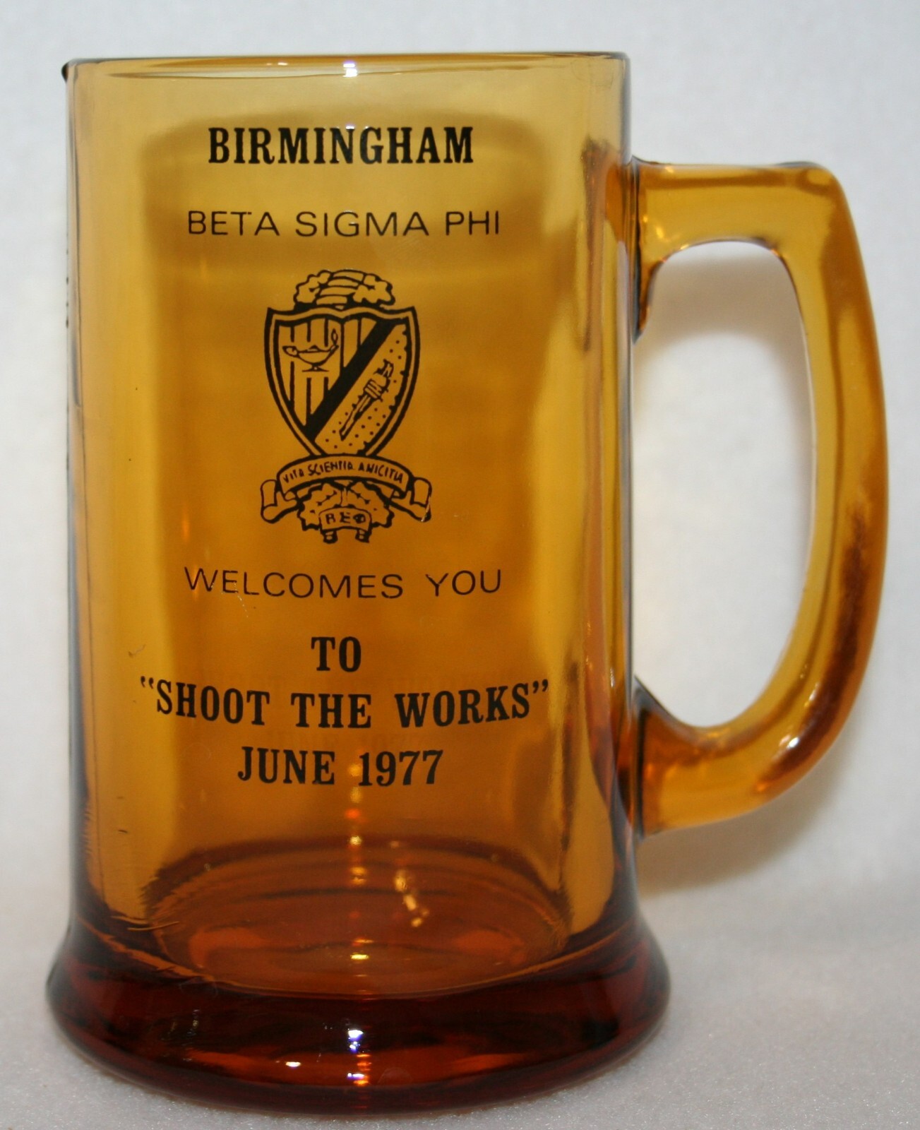 Vintage 70s BETA SIGMA PHI Sorority 1977 Birmingham Amber Glass Beer ...