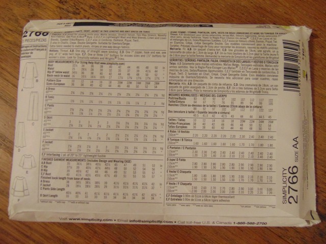 Simplicity Pattern 2766 Misses Dress Skirt Pants Jacket Sizes 20w - 28w ...