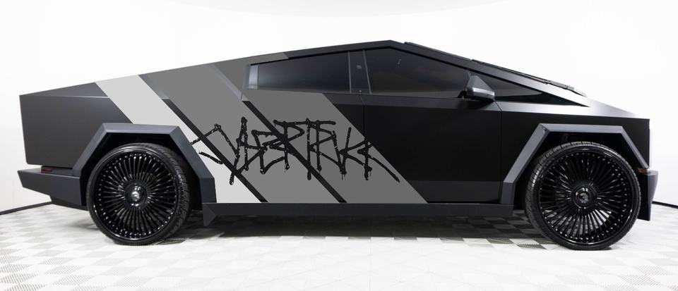 Tesla Cybertruck 2023-2025 Side Three Stripe CYBERTRUCK Graffiti Decal ...