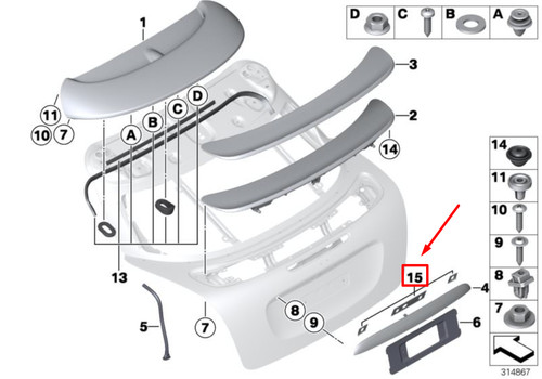 NEW OEM MINI COOPER R56 TAILGATE HANDLE BASE 51137361202 GENUINE NO ...