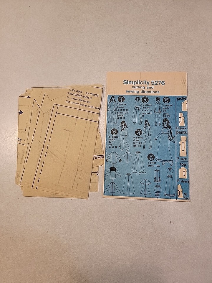 Simplicity Original UNCUT 1972 Crissy 17 1/2" Doll Clothes Pattern 5276 ...