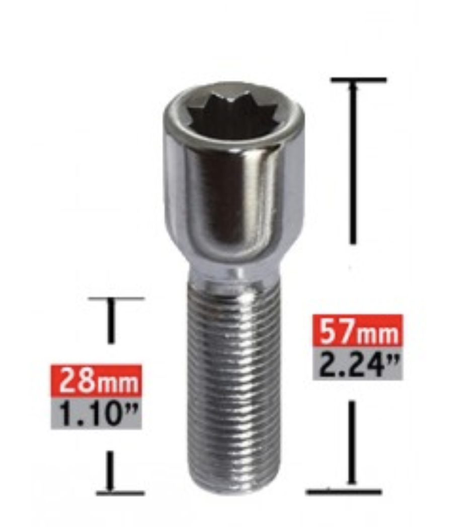 4X 14x1.5 CHROME LUG BOLTS 8 POINT TUNER LUGS 28MM SHANK MERCEDES AUDI ...