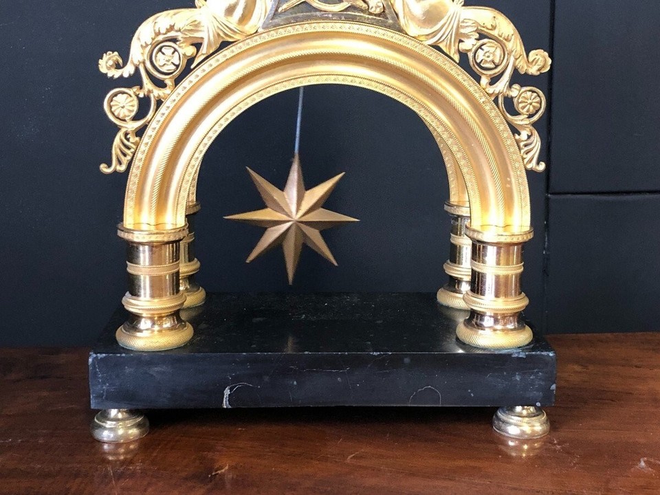 Antique French Large Gilded Bronze Skeleton Clock Pendulum Empire Late ...