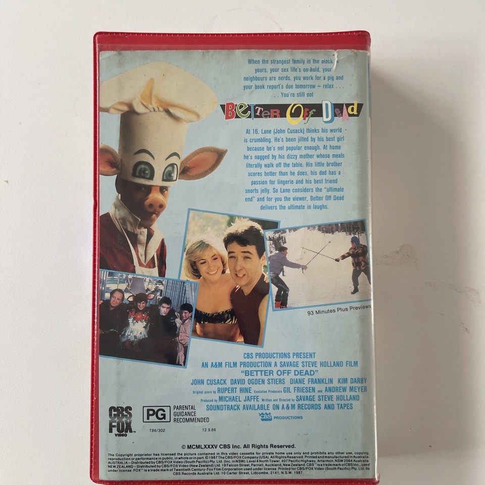 Better Off Dead BETA Cbs Fox Video Betamax NOT VHS John Cusack Big Box ...
