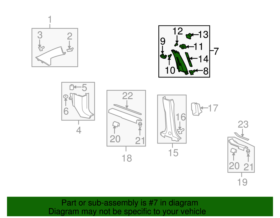Genuine GM Light Titanium Driver Side Center Pillar Upper Garnish ...