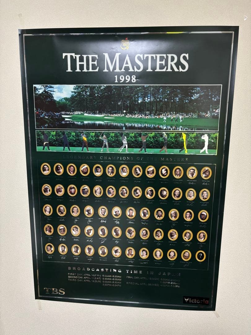 Masters Golf 1998 Poster Tiger Woods champions non-sellable collectible ...