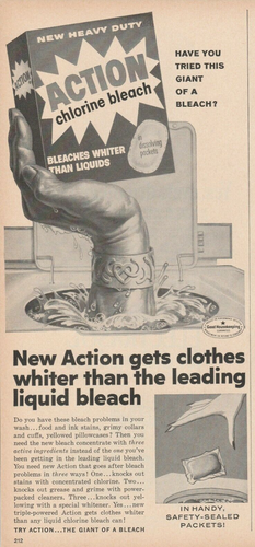 1964 Action Chlorine Bleach Packets Vintage Print Vintage Ad 1960s ...