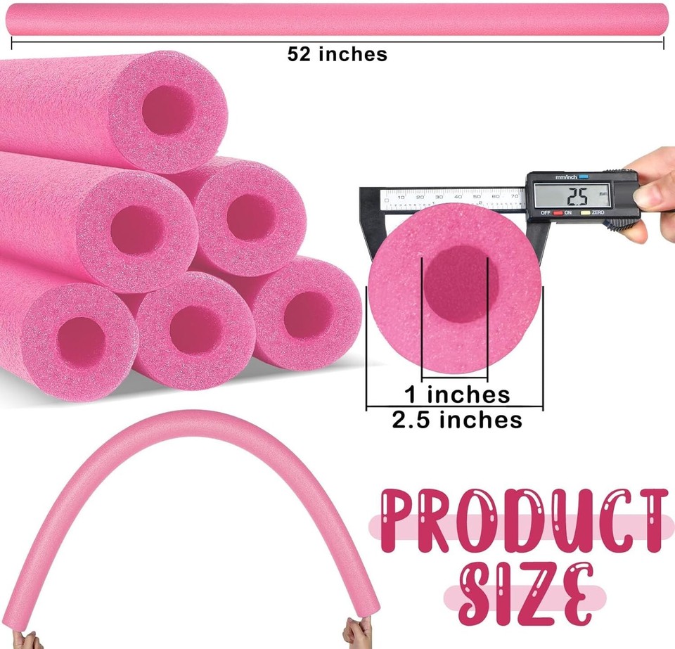 6 Pack Pool Noodles Foam Swim Noodles Jumbo Hollow Swimming Pool Noodle ...