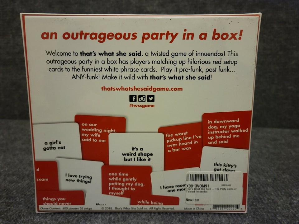 THAT'S WHAT SHE SAID A Twisted Game of Innuendos 866167000204| eBay
