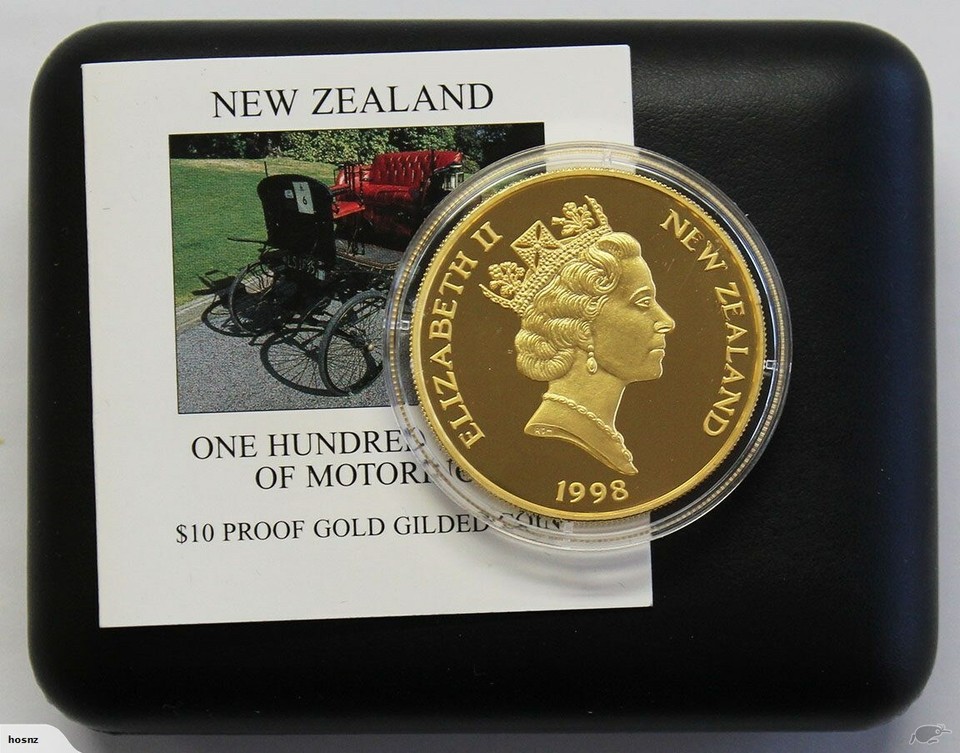 New Zealand -1998 - Golden Proof Coin -100 Years of Motoring Benz ...
