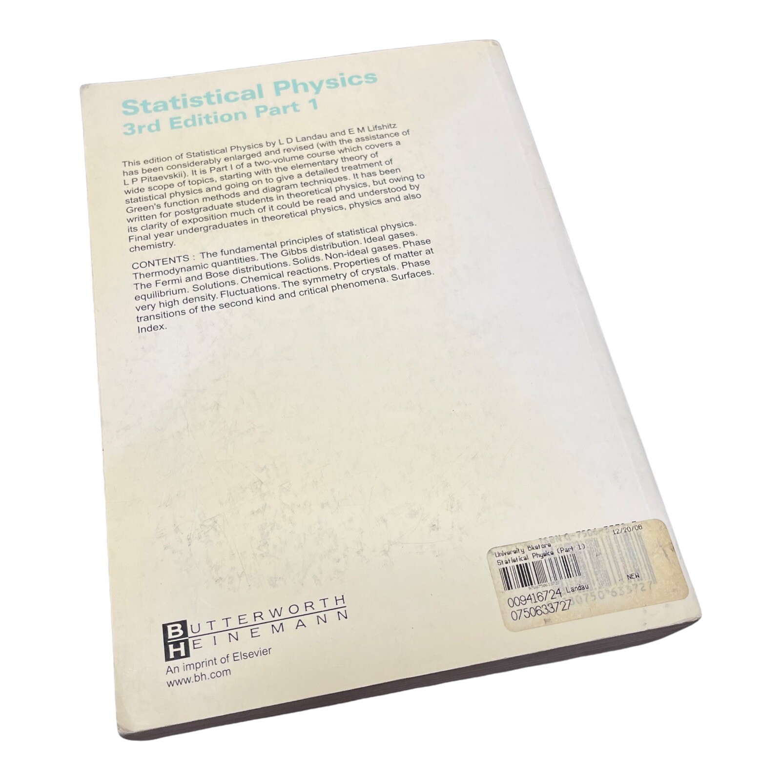 Statistical Physics Volume 5 Course of Theoretical Physics Landau and ...