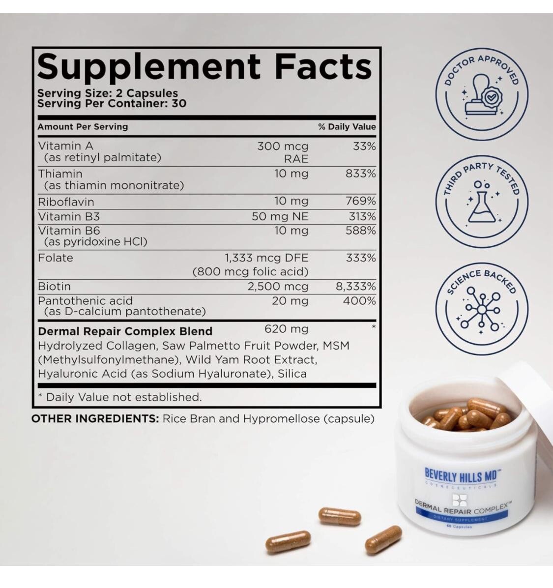 Beverly Hills MD Dermal Repair Complex Anti-Aging Supplement - 60 ...