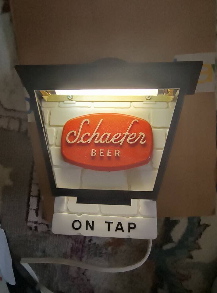 MAN CAVE - VINTAGE, LIGHTED, SCHAEFER BEER SIGN | eBay
