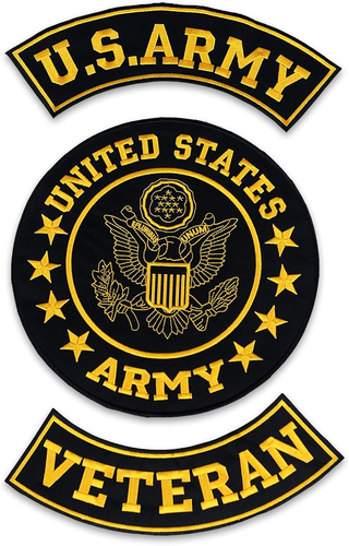 Golden Army Veteran Patches Set for Veterans Bikers Motorcycle Jacket ...