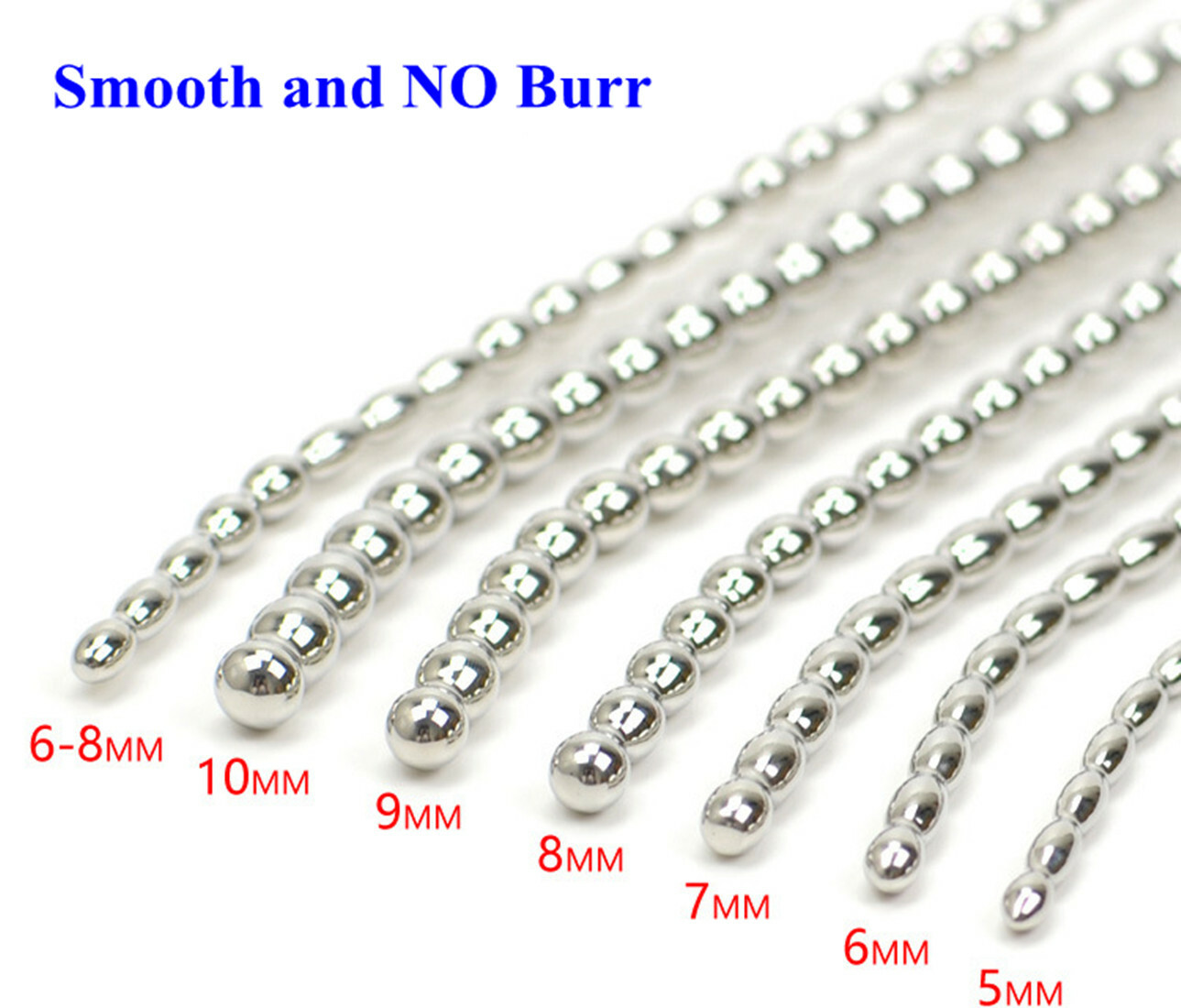 Long Penis Plug Soundings 304 Stainless Steel Beads plug for Men 5-10mm ...