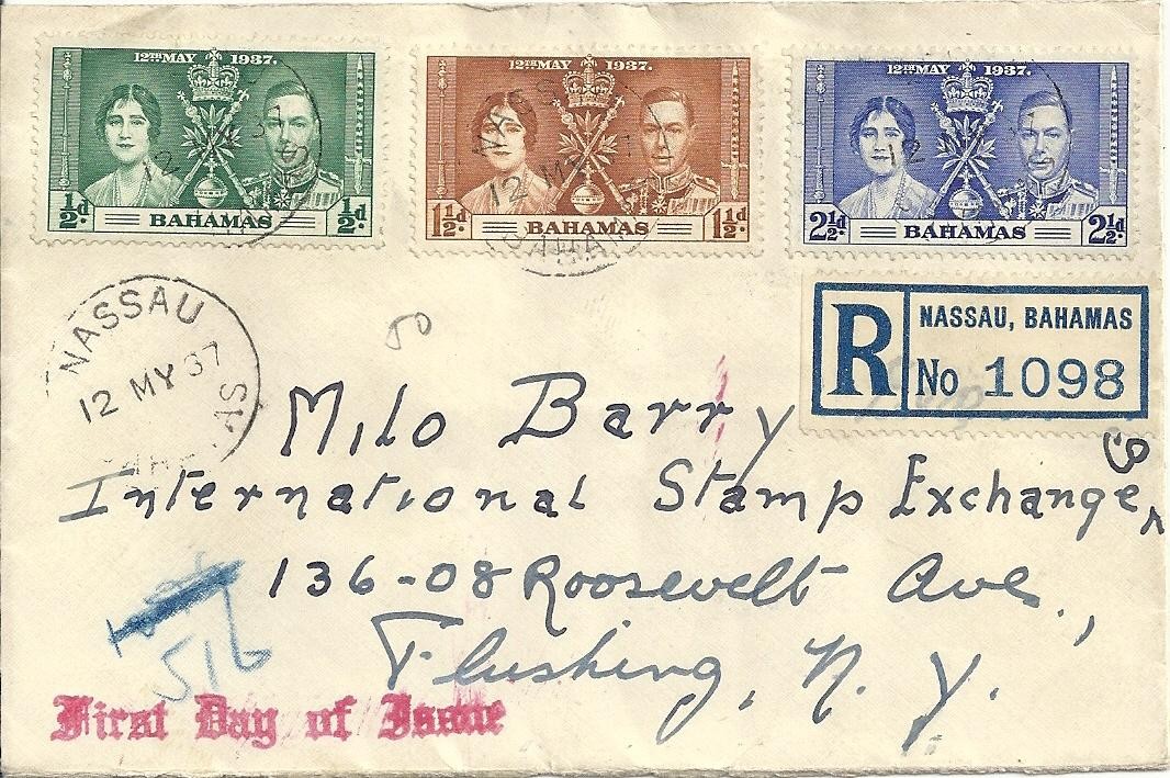 1937 Bahamas FDC #97-99 Coronation Issue George VI Registered to USA | eBay