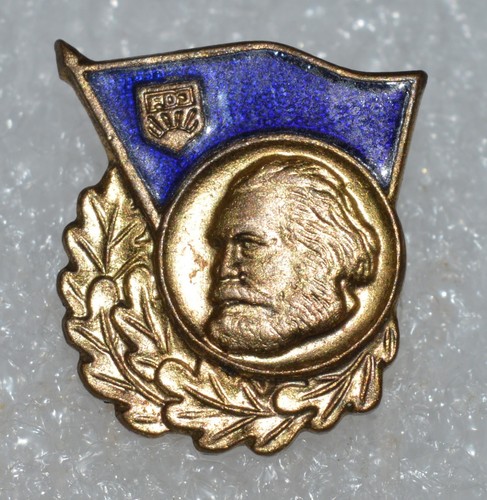 KARL MARX East Germany DDR GDR FDJ Youth Communism USSR vintage enamel ...