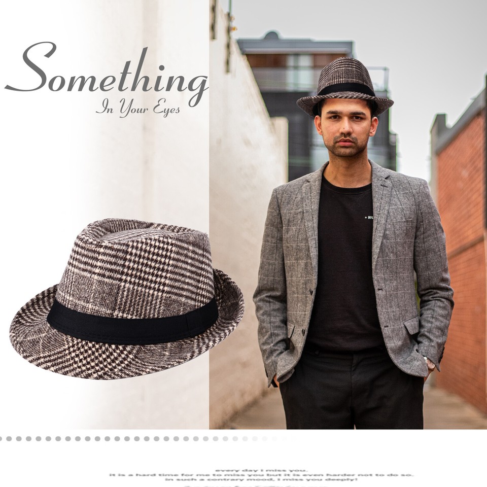 Men's Classic Manhattan Gangster Trilby Fedora Hat Vintage Panama Jazz ...