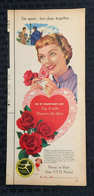 1956 FTD FLORISTS 6x13" Print Ad VG+ 4.5 Far Apart but Close Together ...