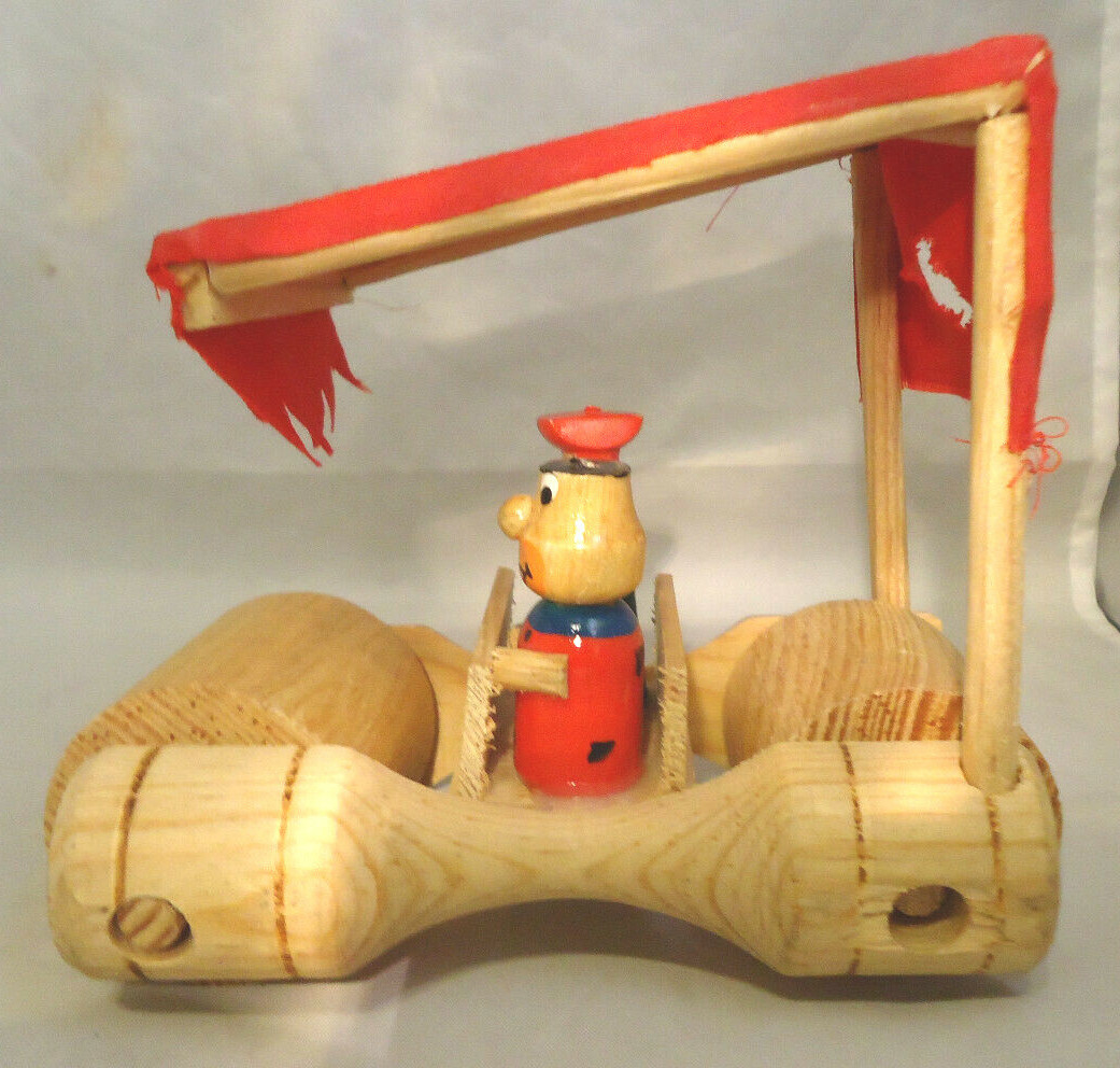THE FLINTSTONES WOODEN FLINTMOBILE WITH FRED AND WILMA 6" LONG | eBay