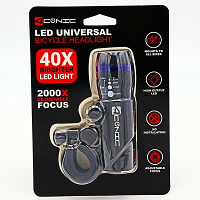 ACONIC LED Universal Bicycle Headlight 40X Brighter 2000X Adjustable ...