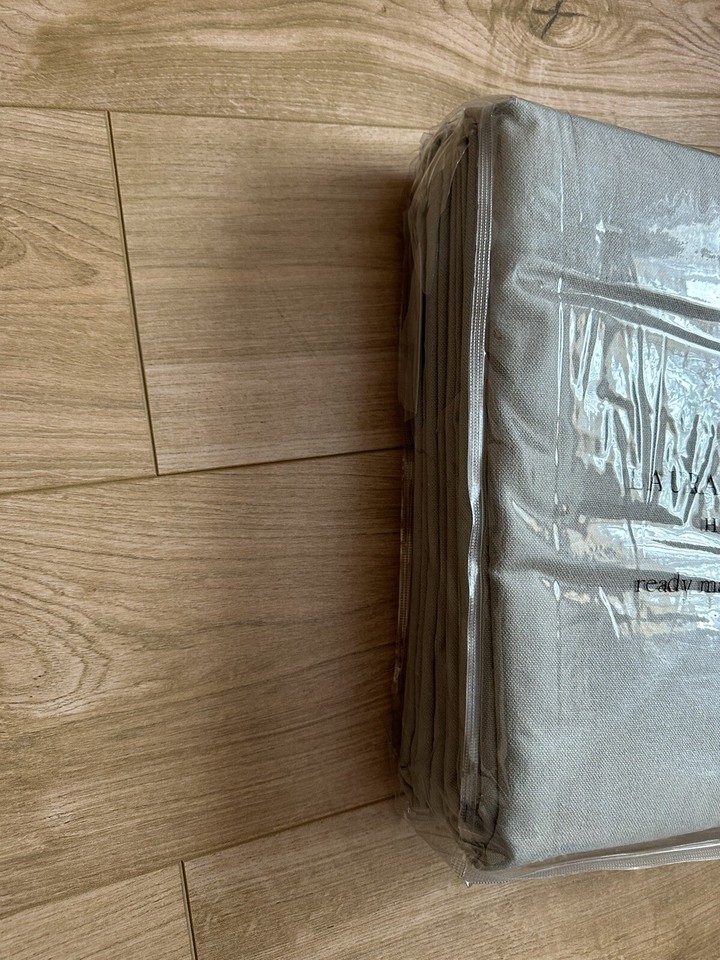 Laura Ashley Lynton Steel Fully Lined Pencil Pleat Curtains W64” L72 ...