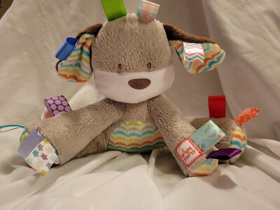 Taggies Bright Starts Gray Puppy Dog Plush 10" Lovey Rattle Baby ...