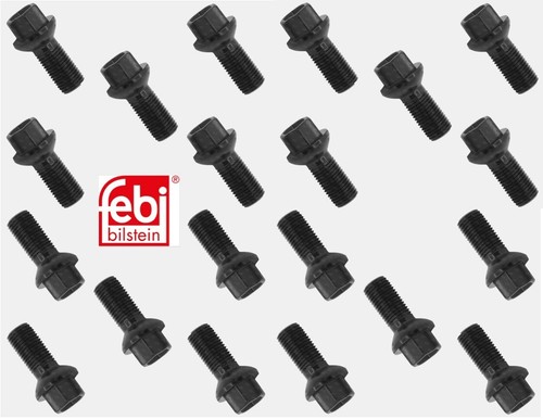 Set of 20 Wheel Lug Bolts for Mercedes OEM # 0009908307 FEBI Black ...