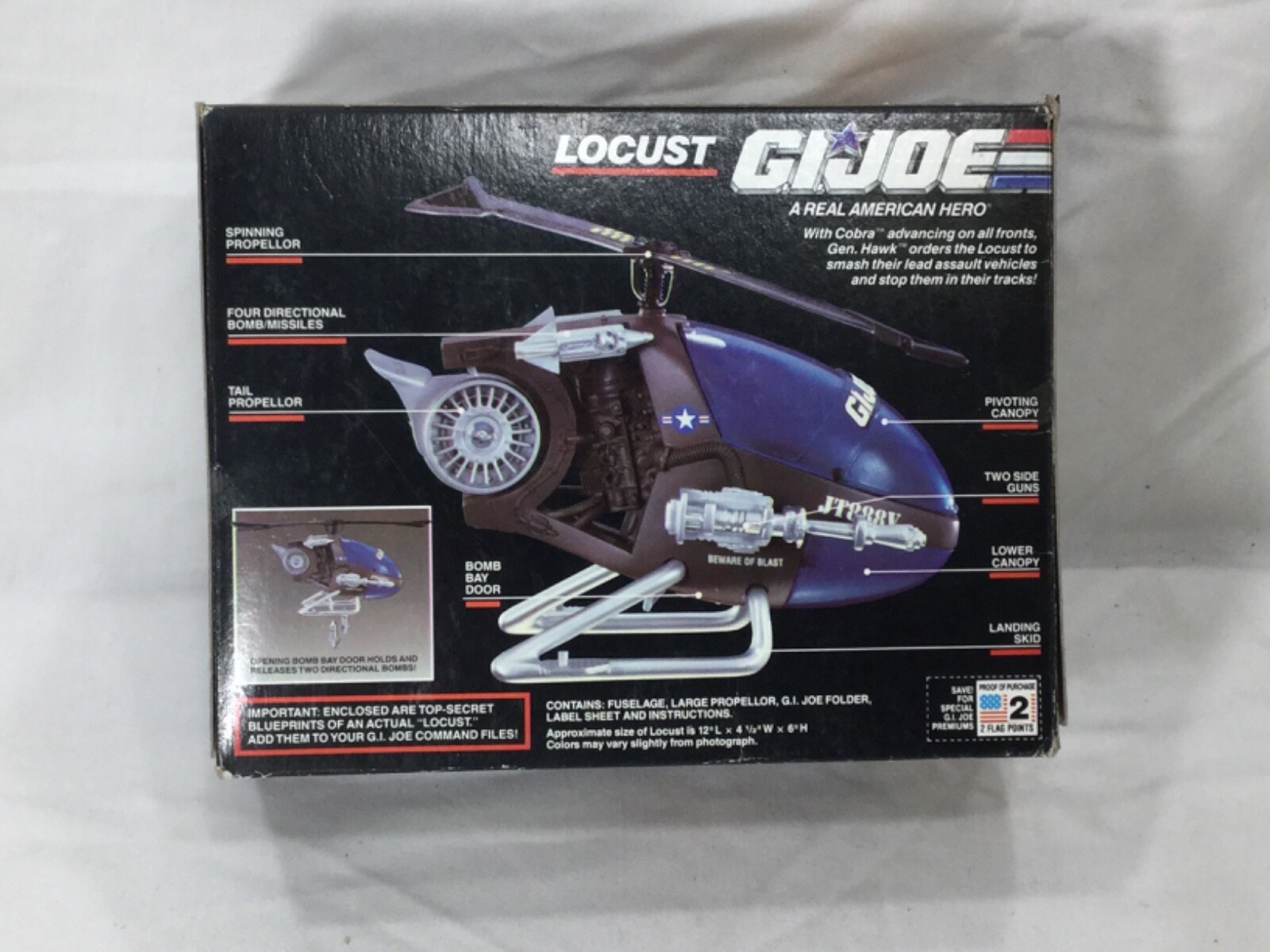 1989 Hasbro GI Joe ARAH Locust Helicopter Complete Blueprints Boxed ...